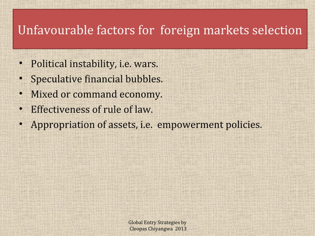 Global Entry Strategies by Cleopas Chiyangwa | PPT