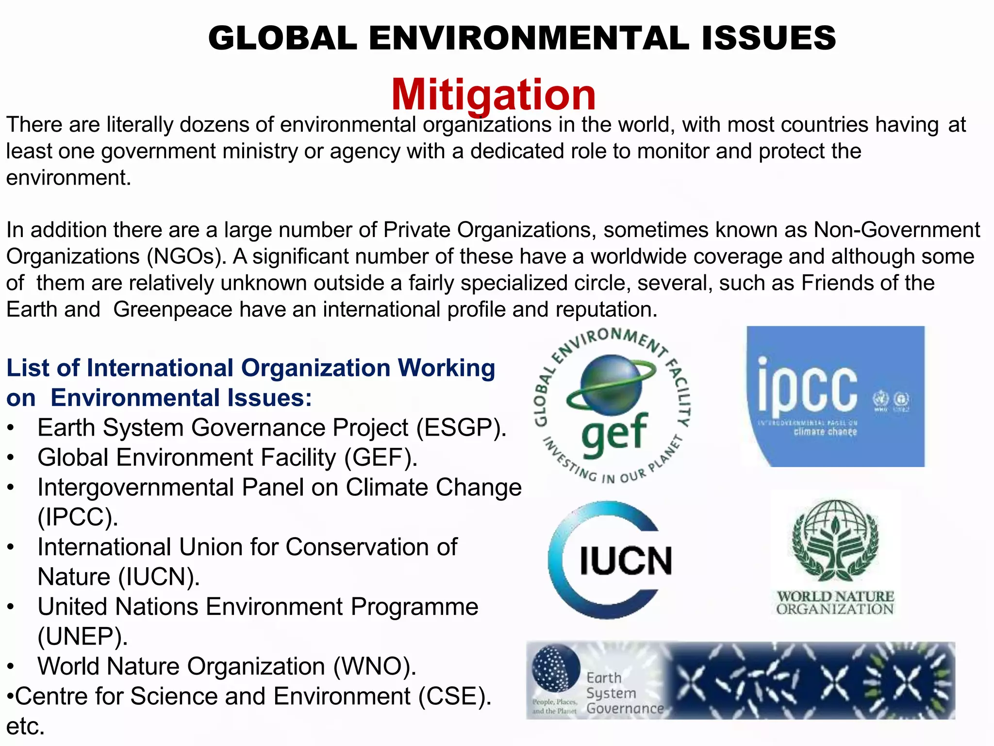 SOLUTION OF Global environmental issues - | PPTX