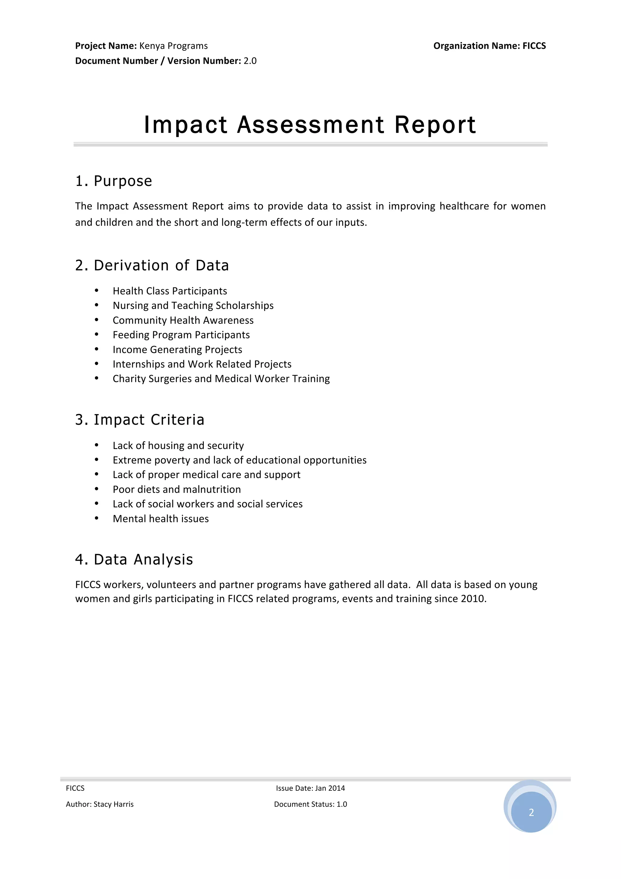Impact Assessment Report - 2014 | PDF
