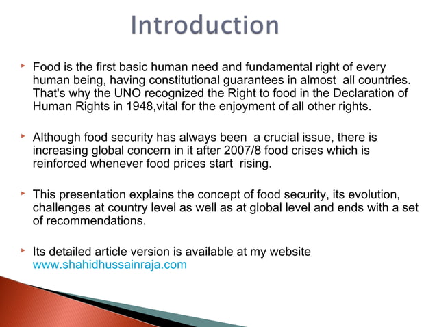 Global Food Security: Challenges and Response | PPT | Agriculture ...