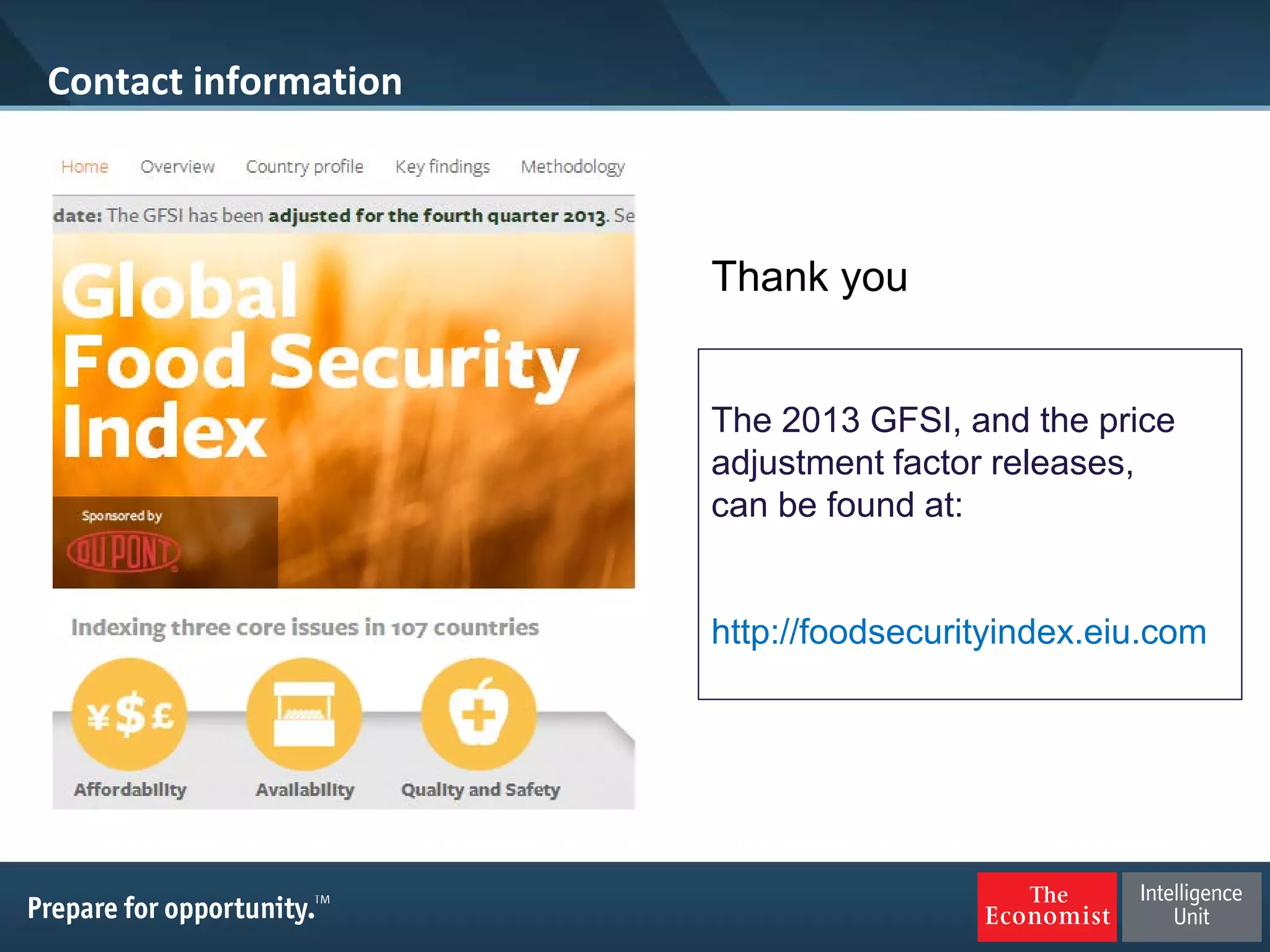 Global food security index | PPT
