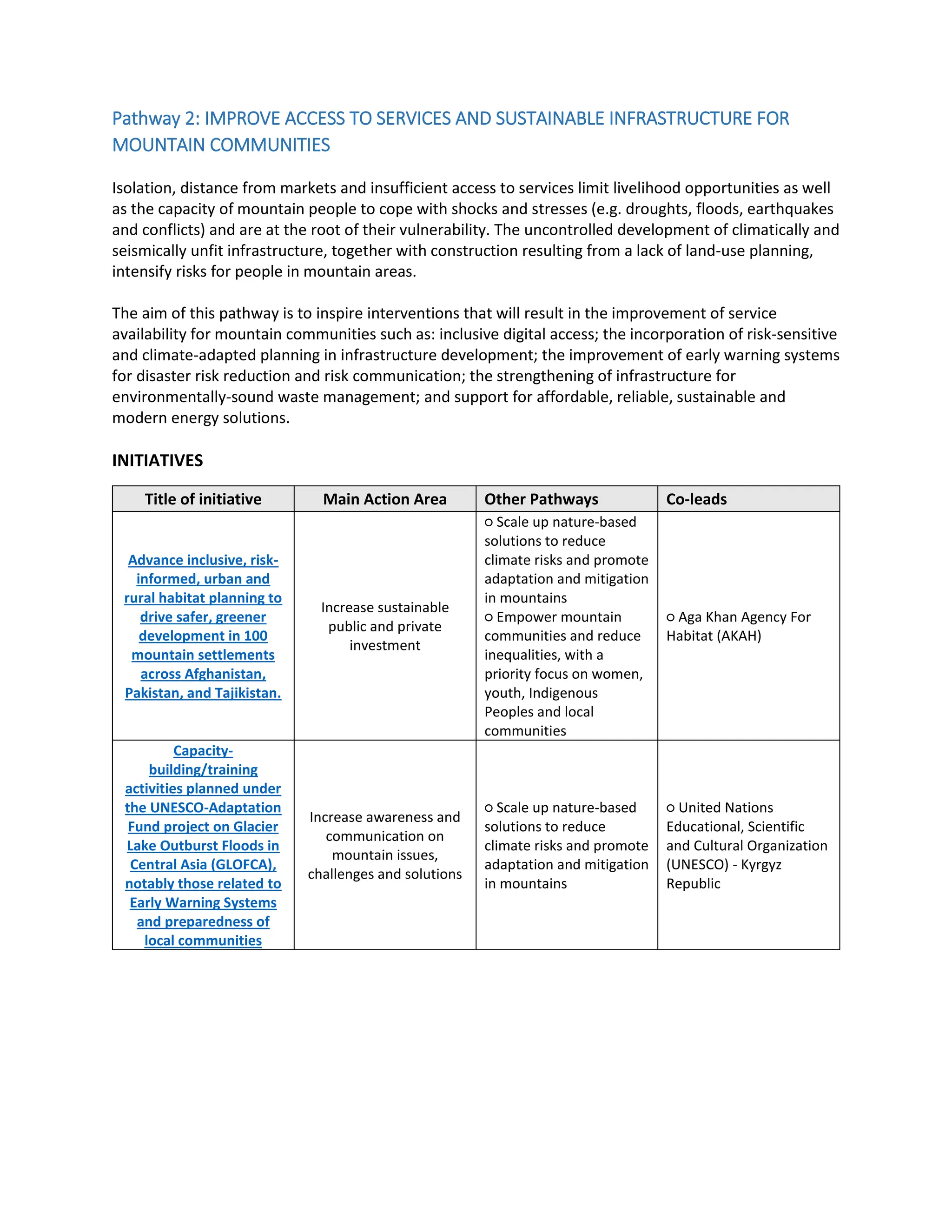 Global framework for the Five Years of Action for the Development of ...