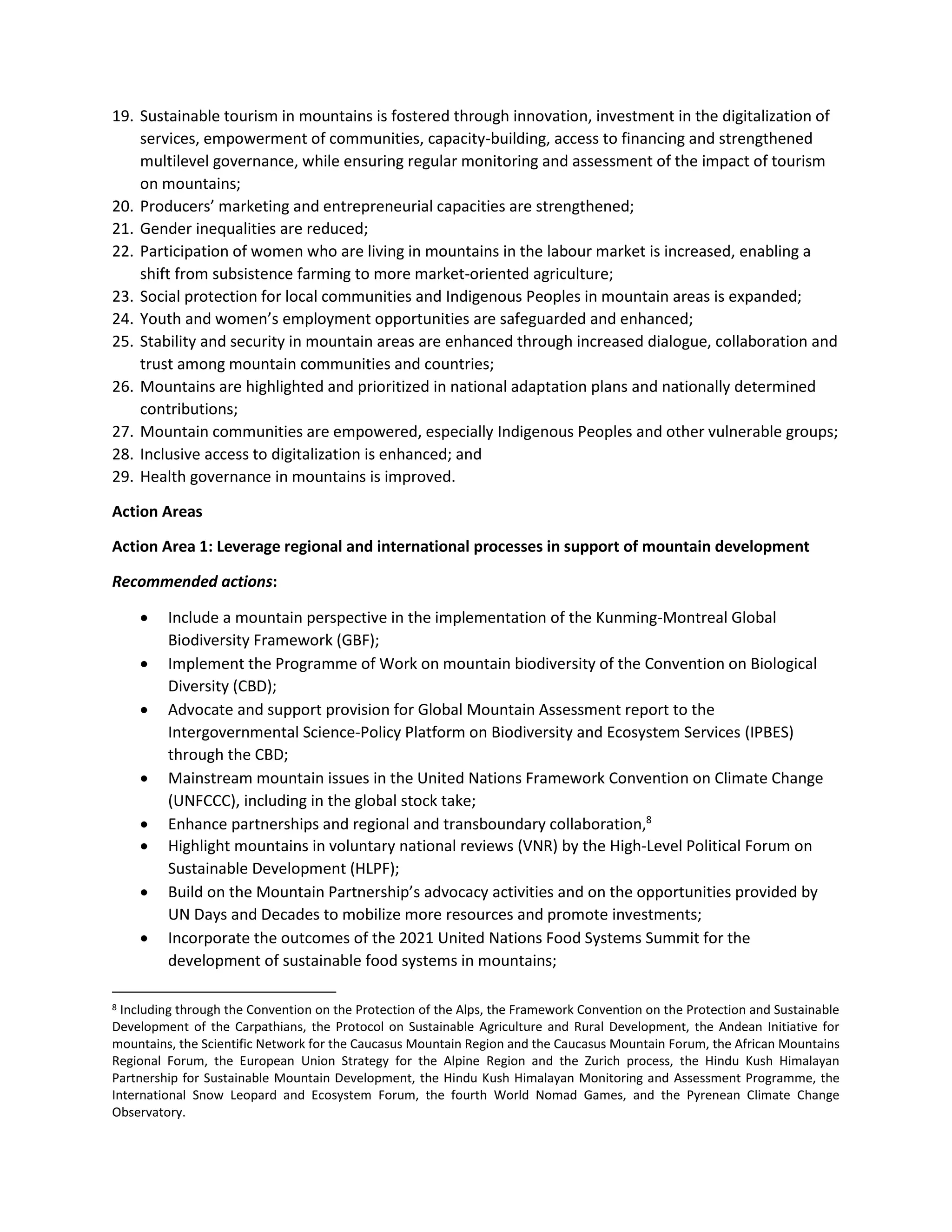 Global framework for the Five Years of Action for the Development of Mountain. | PDF