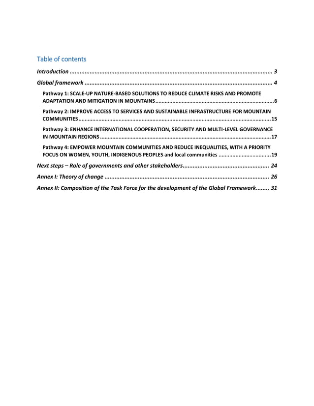 Global framework for the Five Years of Action for the Development of ...
