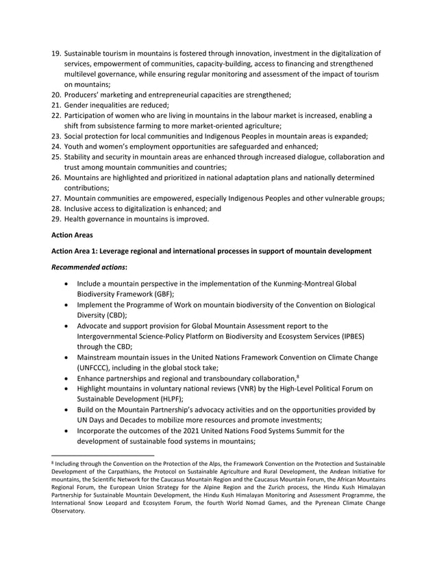 Global framework for the Five Years of Action for the Development of ...