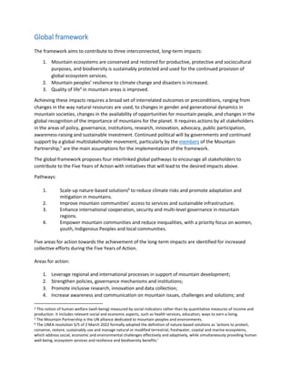 Global framework for the Five Years of Action for the Development of ...