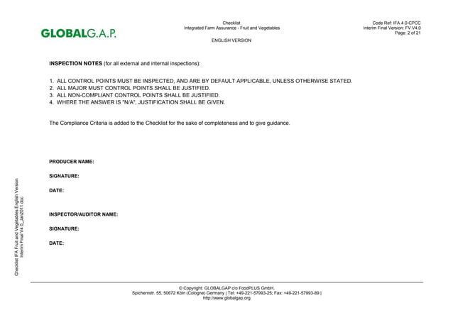Global gap check list | PDF | Agriculture | Industries