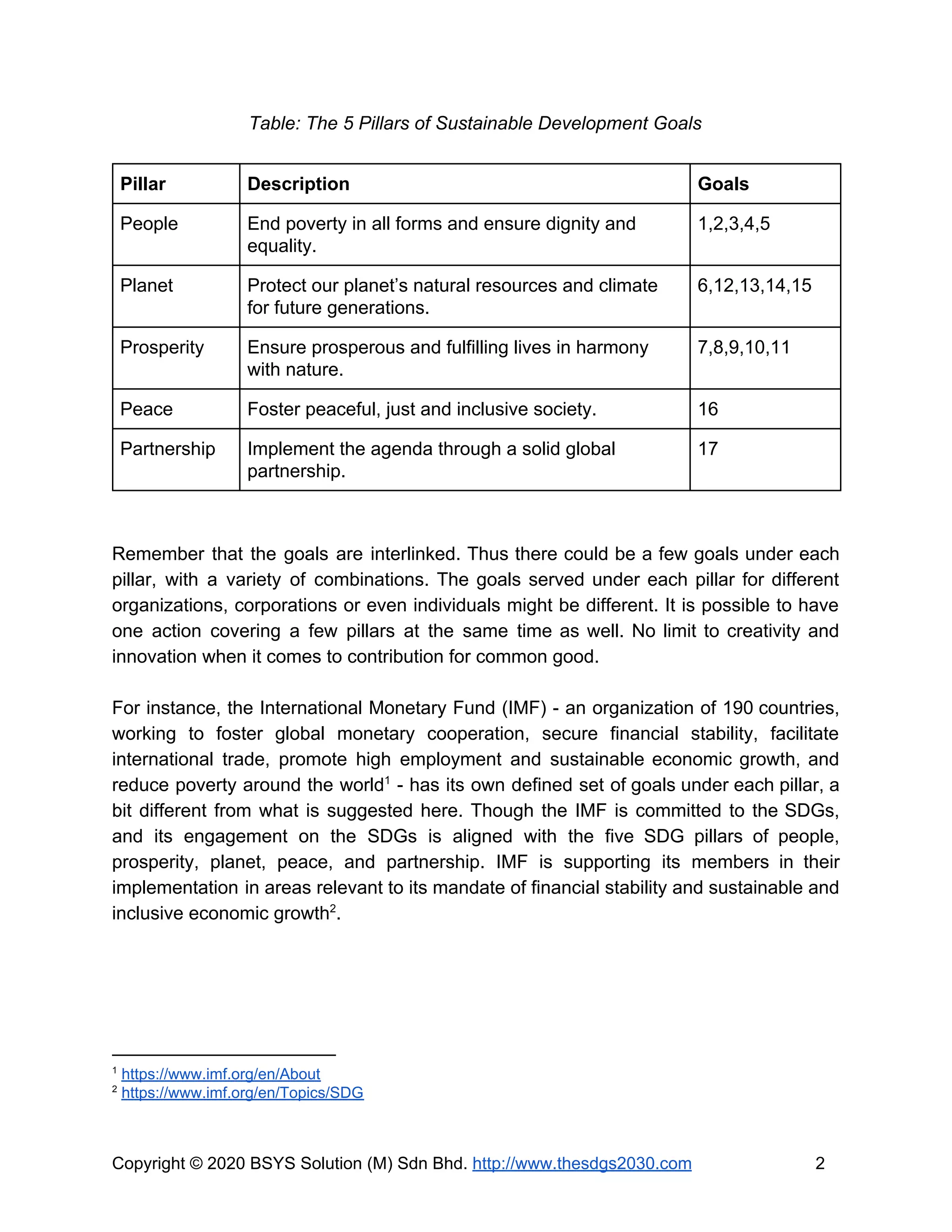 Global goals 5 pillars of Sustainable Development Goals (SDGs) | PDF