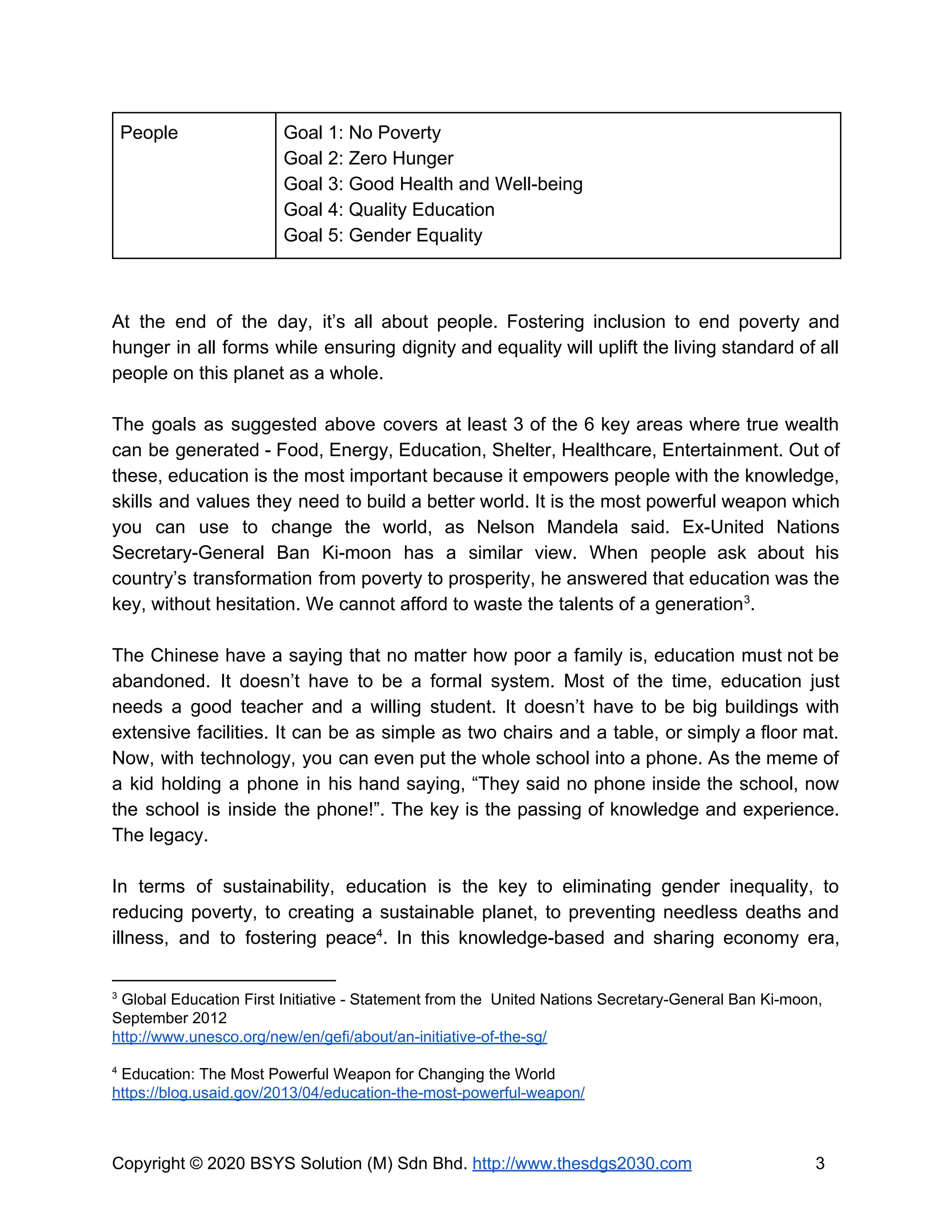 Global goals 5 pillars of Sustainable Development Goals (SDGs) | PDF