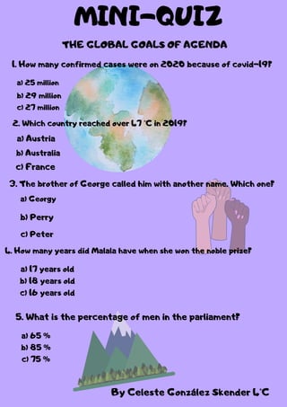 Global goals of agenda mini quiz by Celeste González Skender | PDF