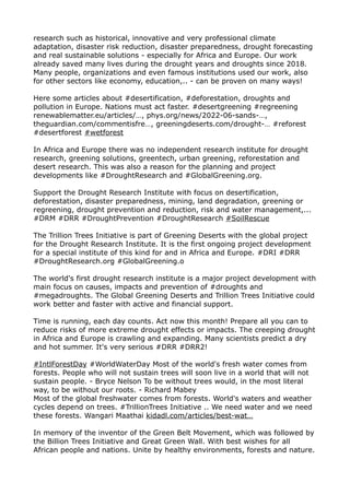 Global Greening and Trillion Trees Initiative for better reforestation ...