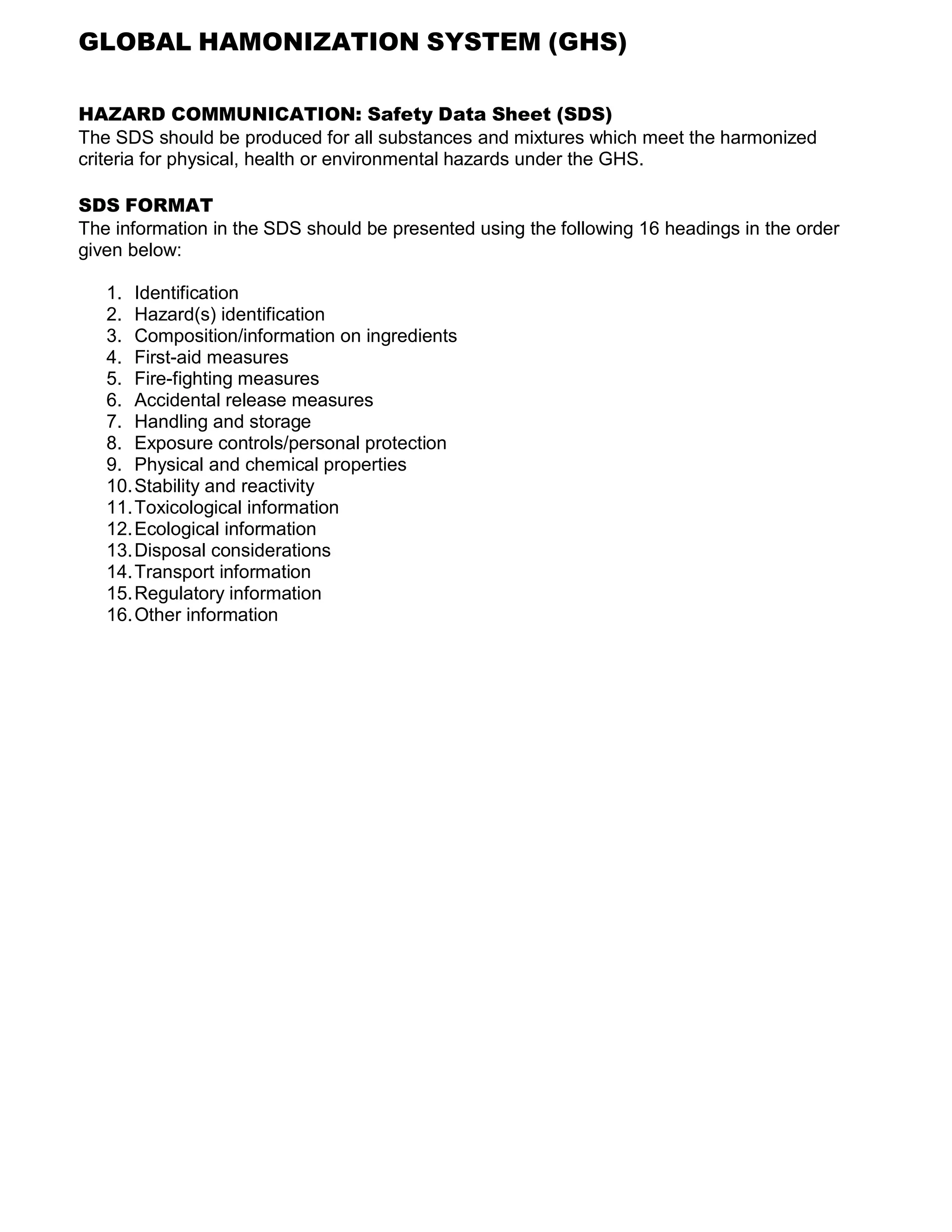 Global Harmonization System | PDF