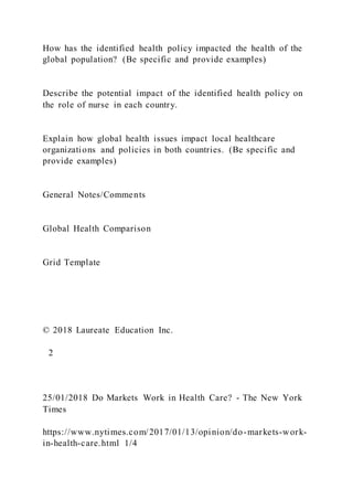 Global health comparison grid template use this document to c | DOCX