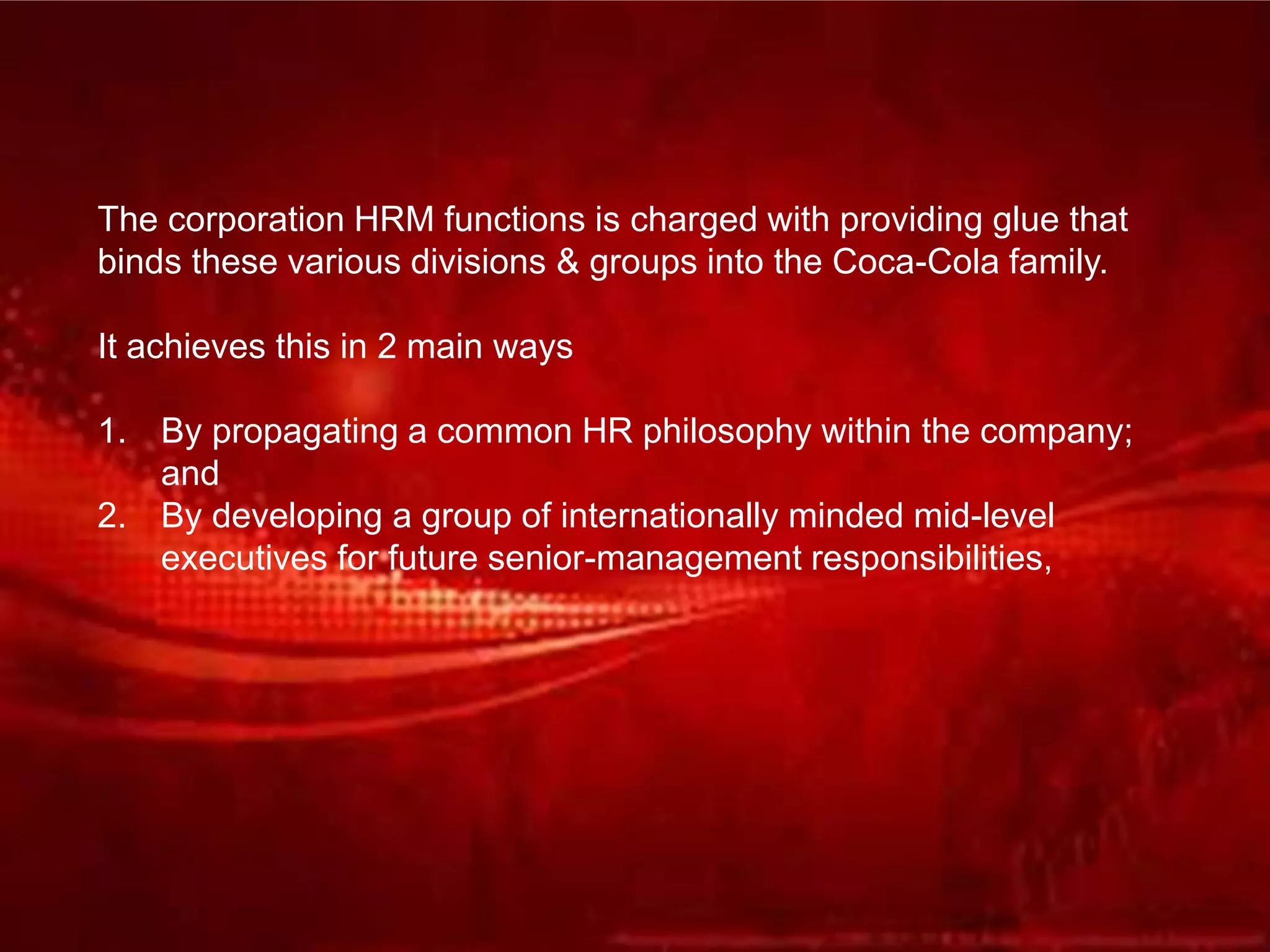 Global human resource management at coca cola | PPTX