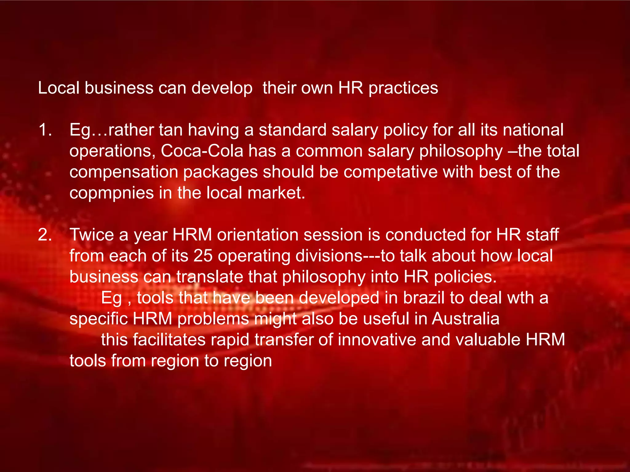 Global human resource management at coca cola | PPTX