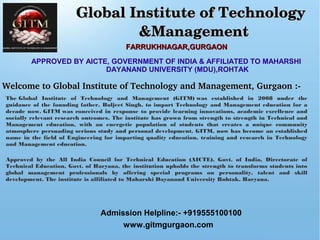 Global institute of technology and management | PPT | Professional School | Postgraduate Education
