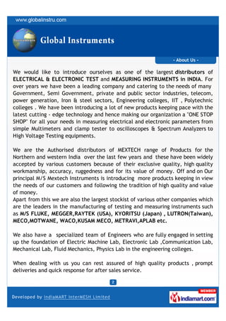 Global Instruments, Delhi, Measuring Instruments | PDF