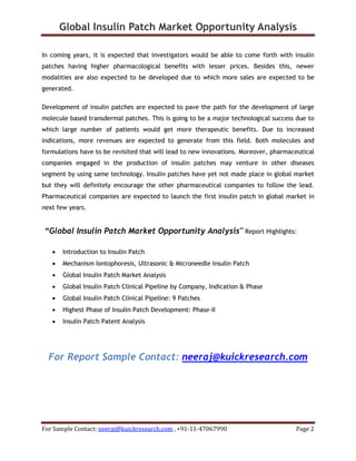 Global insulin patch market opportunity analysis | PDF