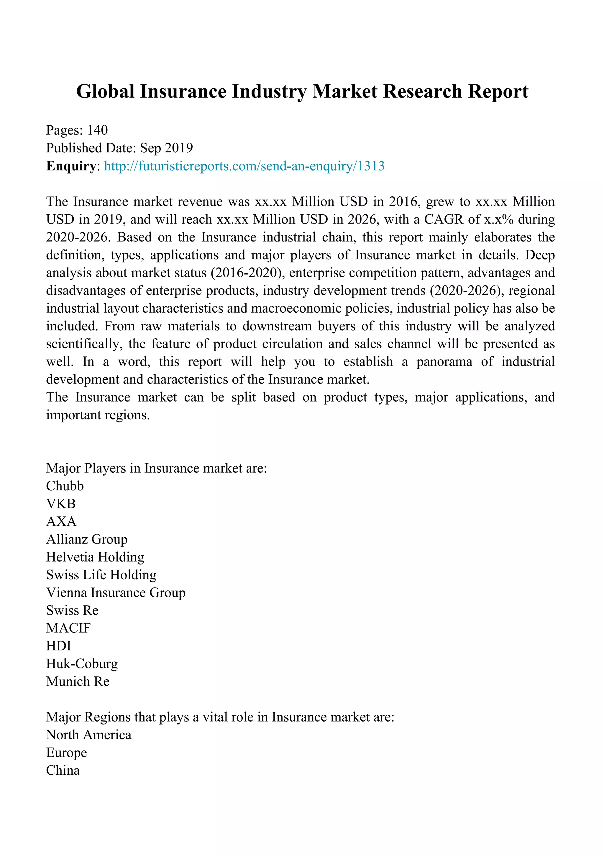 Global insurance markets-futuristic_reports | PDF