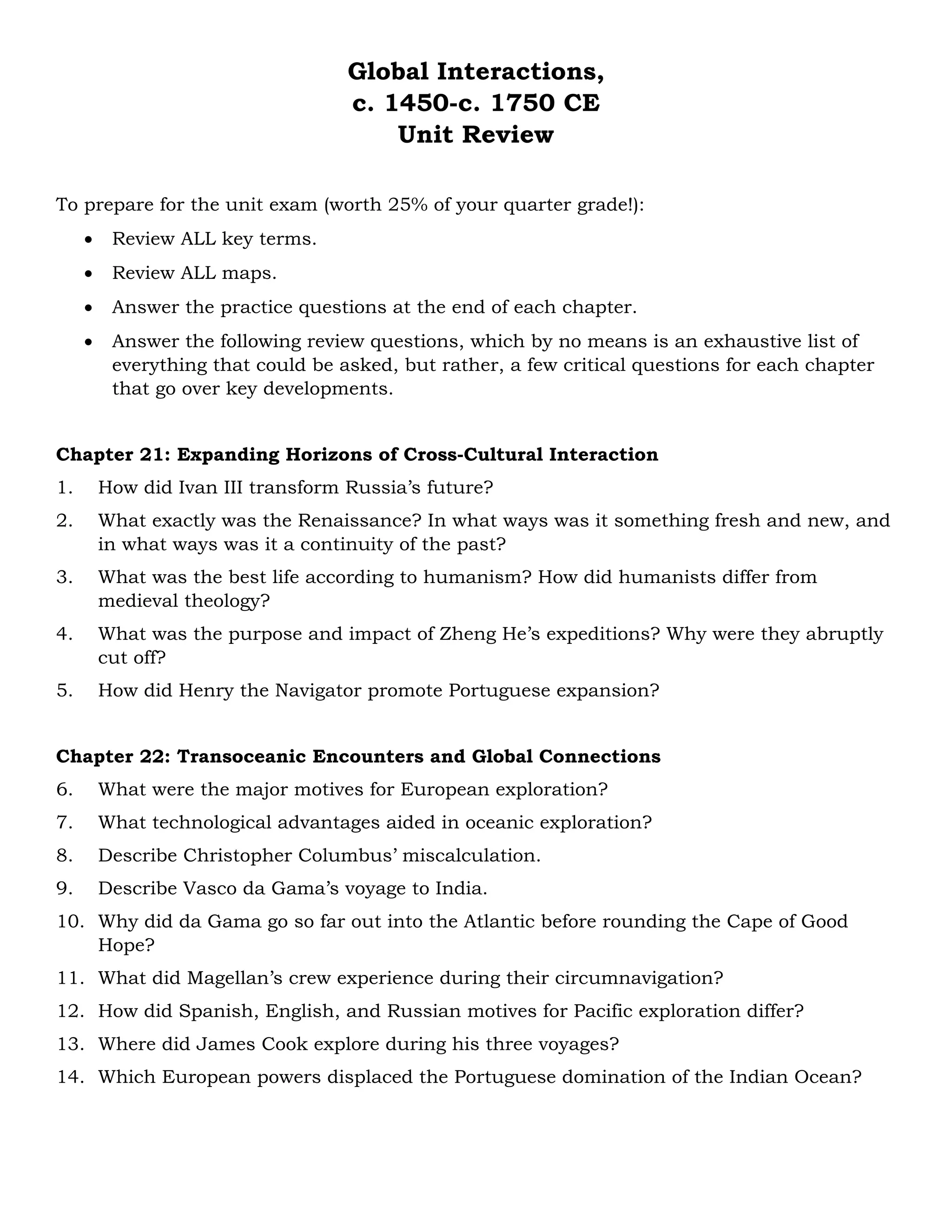 Global interactions 1450 1750 ce review | PDF