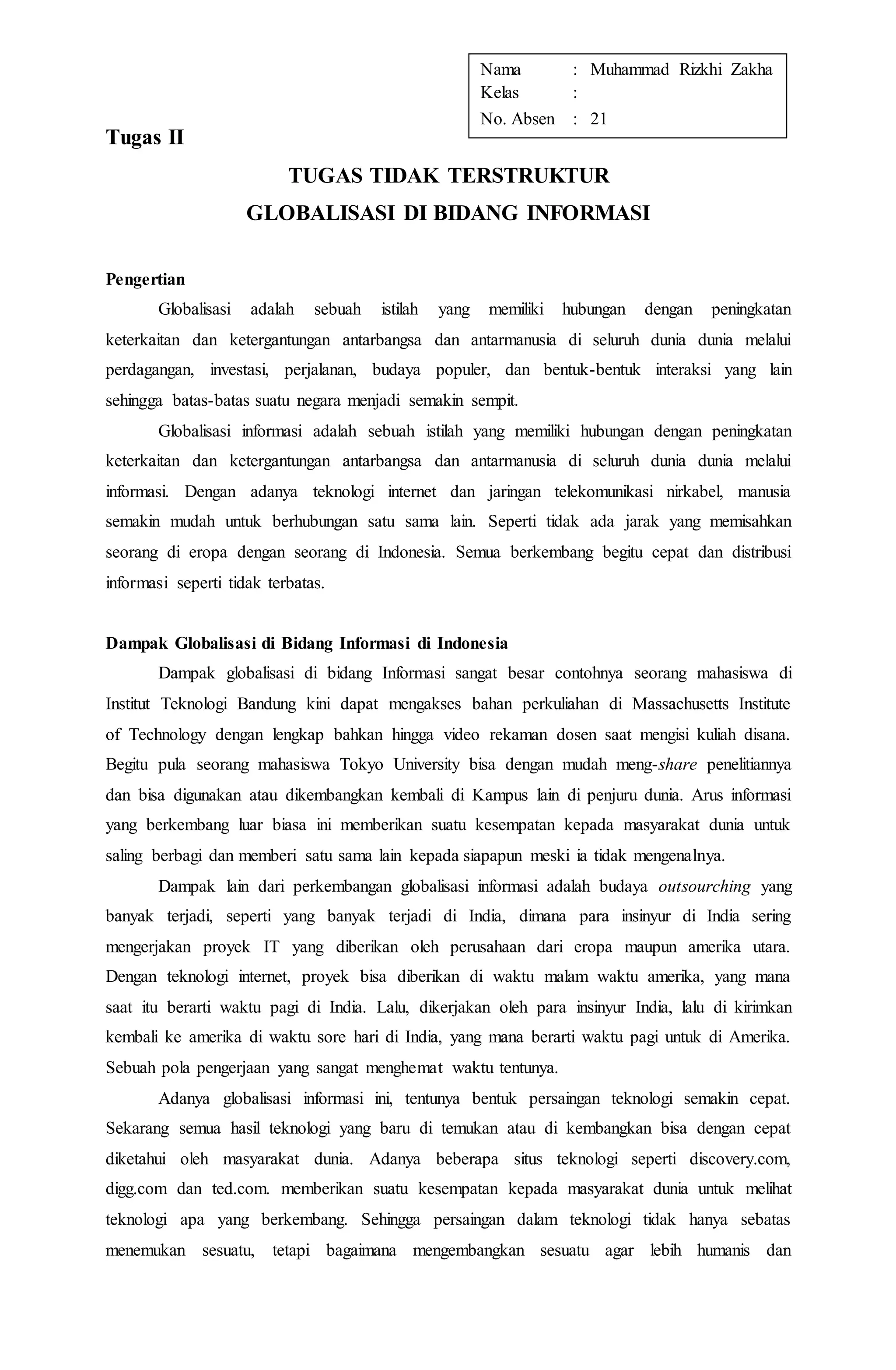 Globalisasi Di Bidang Politik Pdf 