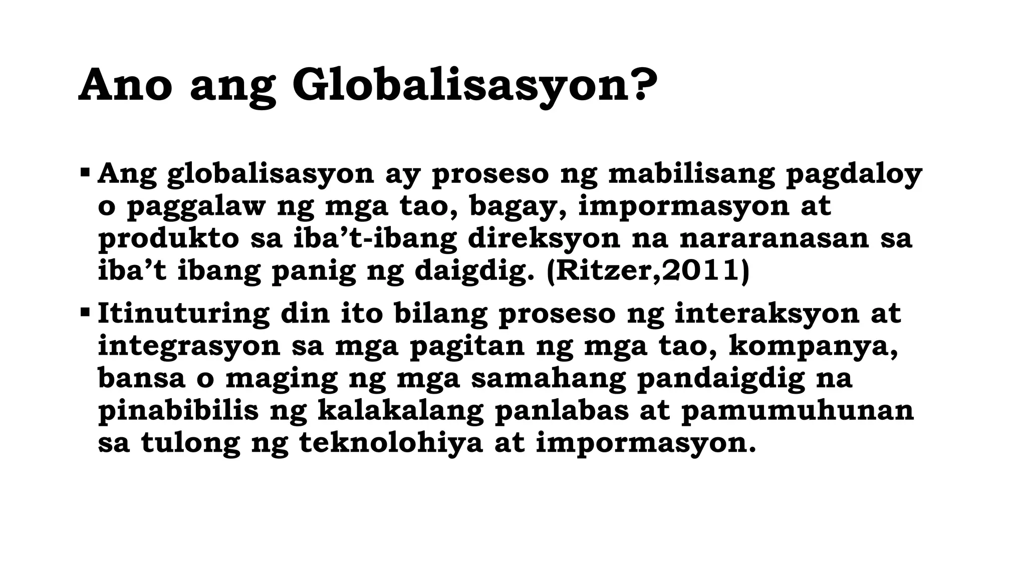 ANG MGA KONSEPTO NG ATING GLOBALISASYON: | PPTX