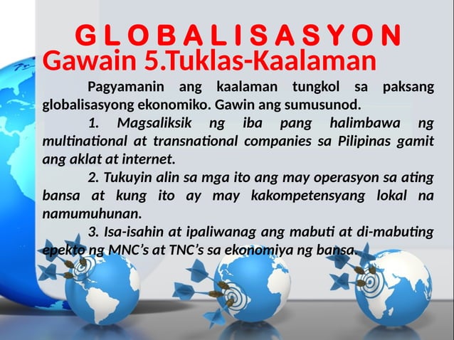 GLOBALISASYOn perspektibo at Pananaw nito | PPTX