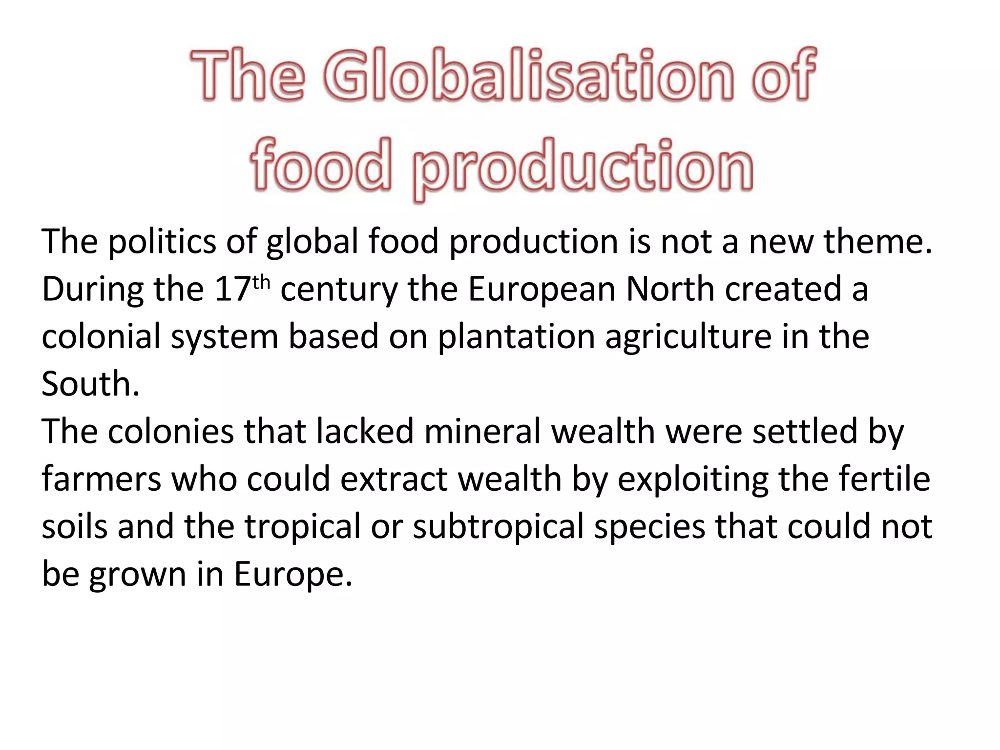 Globalisation Of Food Production | PPT