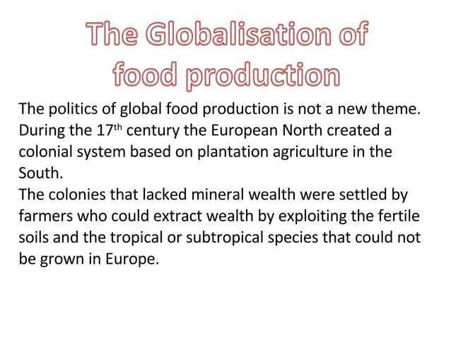 Globalisation Of Food Production | PPT