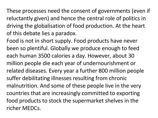 Globalisation Of Food Production | PPT