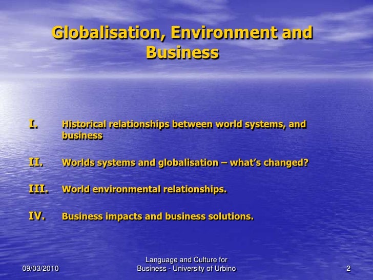 Globalisation, Environment And Business