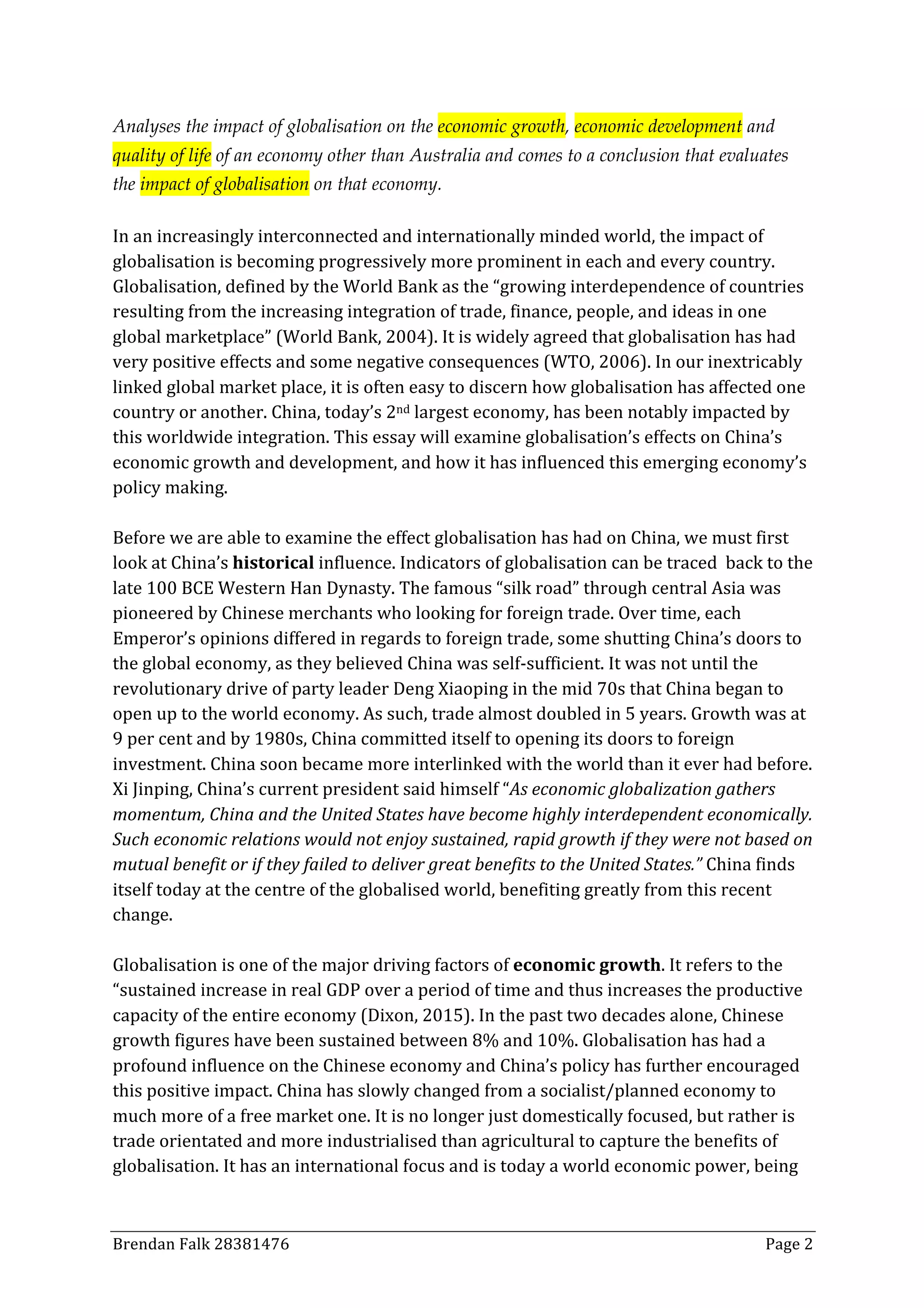 Globalisation essay | PDF