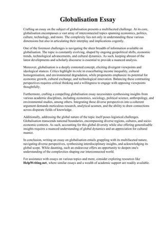 Globalisation Essay | PDF