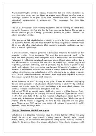 Globalisation of business dissertation project 2402.docx | Business Administration | Business