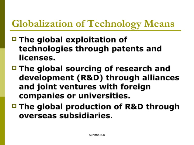 Globalisation of technology | PPT | Business | Business and Finance
