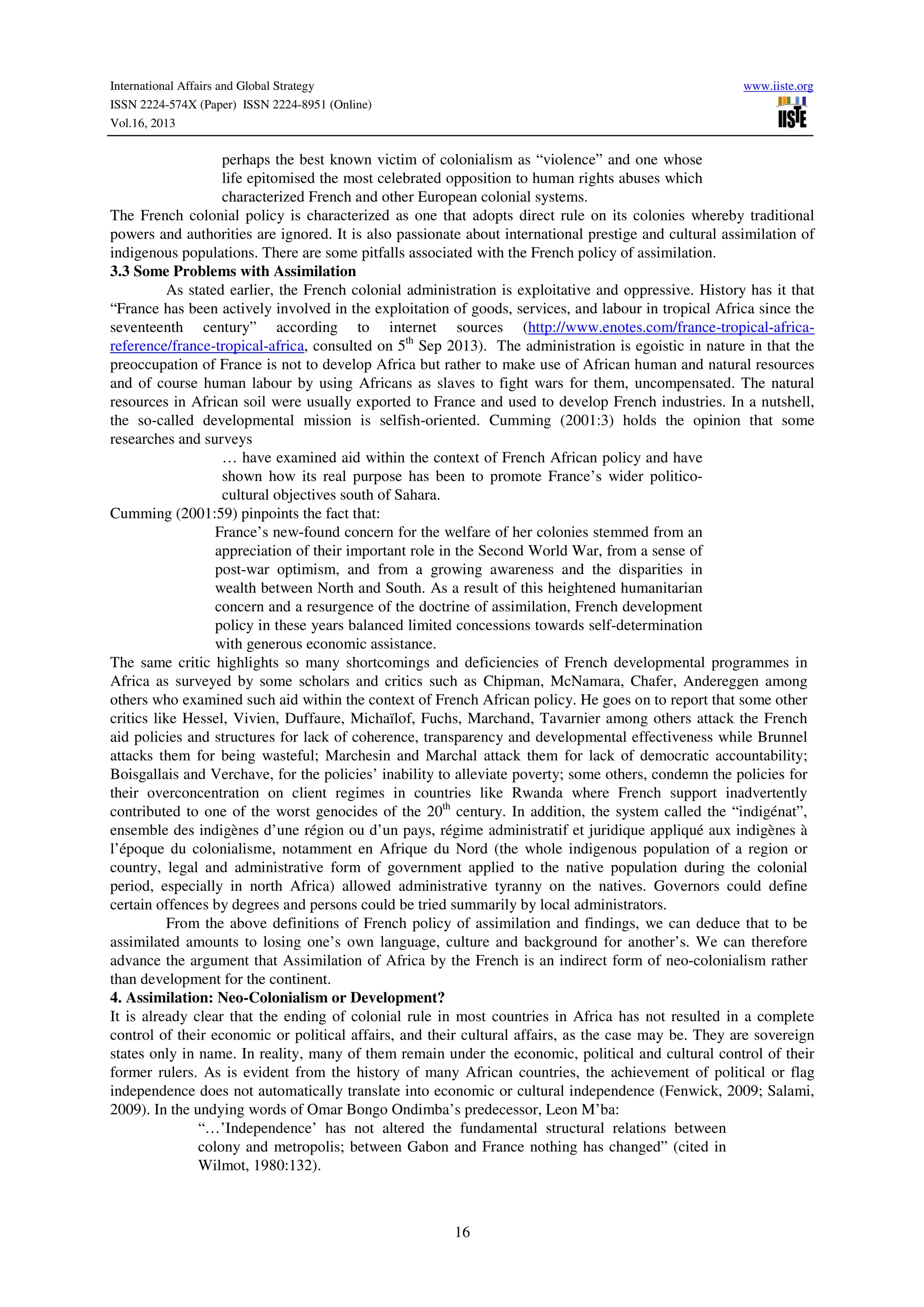 Globalising the french language neo-colonialism or development | PDF