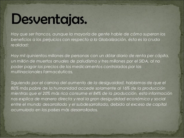 Ventajas Y Desventajas De La Globalizacion En El Marco Del Estado Del