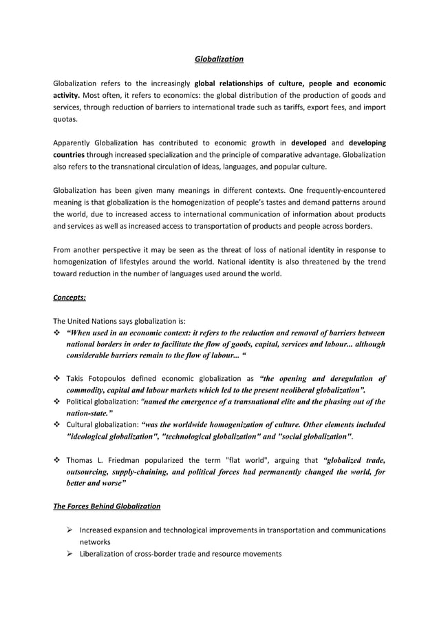 Globalization handout | DOC