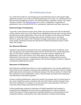 The Globalization Essay | 500 Word Essay | PDF