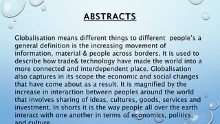 globalisation project report displayed overview | PPTX