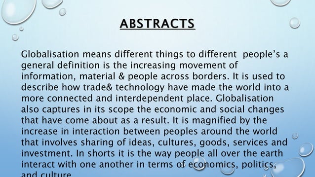 globalisation project report displayed overview | PPTX