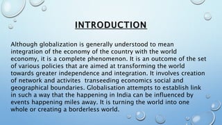 globalisation project report displayed overview | PPTX