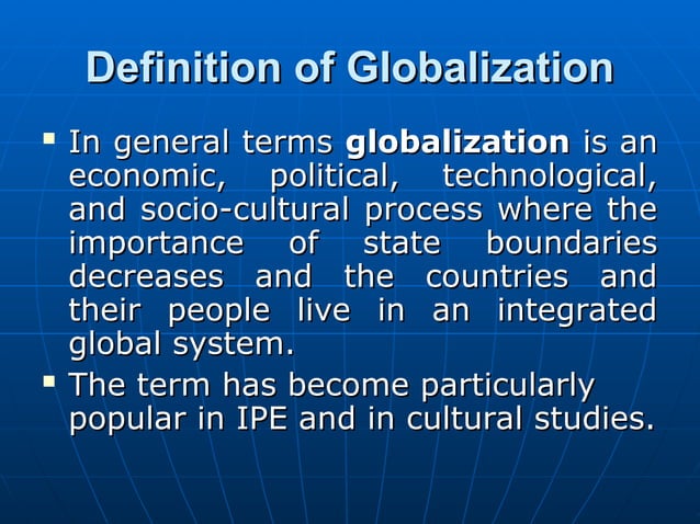 Globalization.ppt in international relations | PPT
