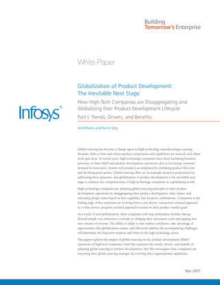 Infosys - Product Development White Paper | Global Sourcing | PDF