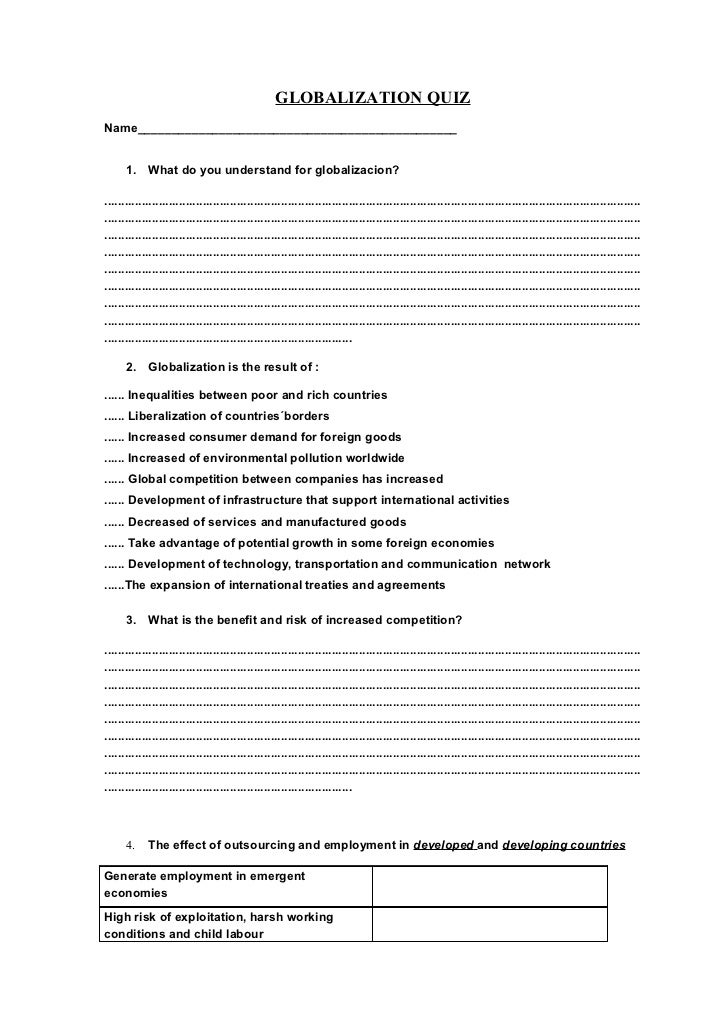 Globalization Questionnaire