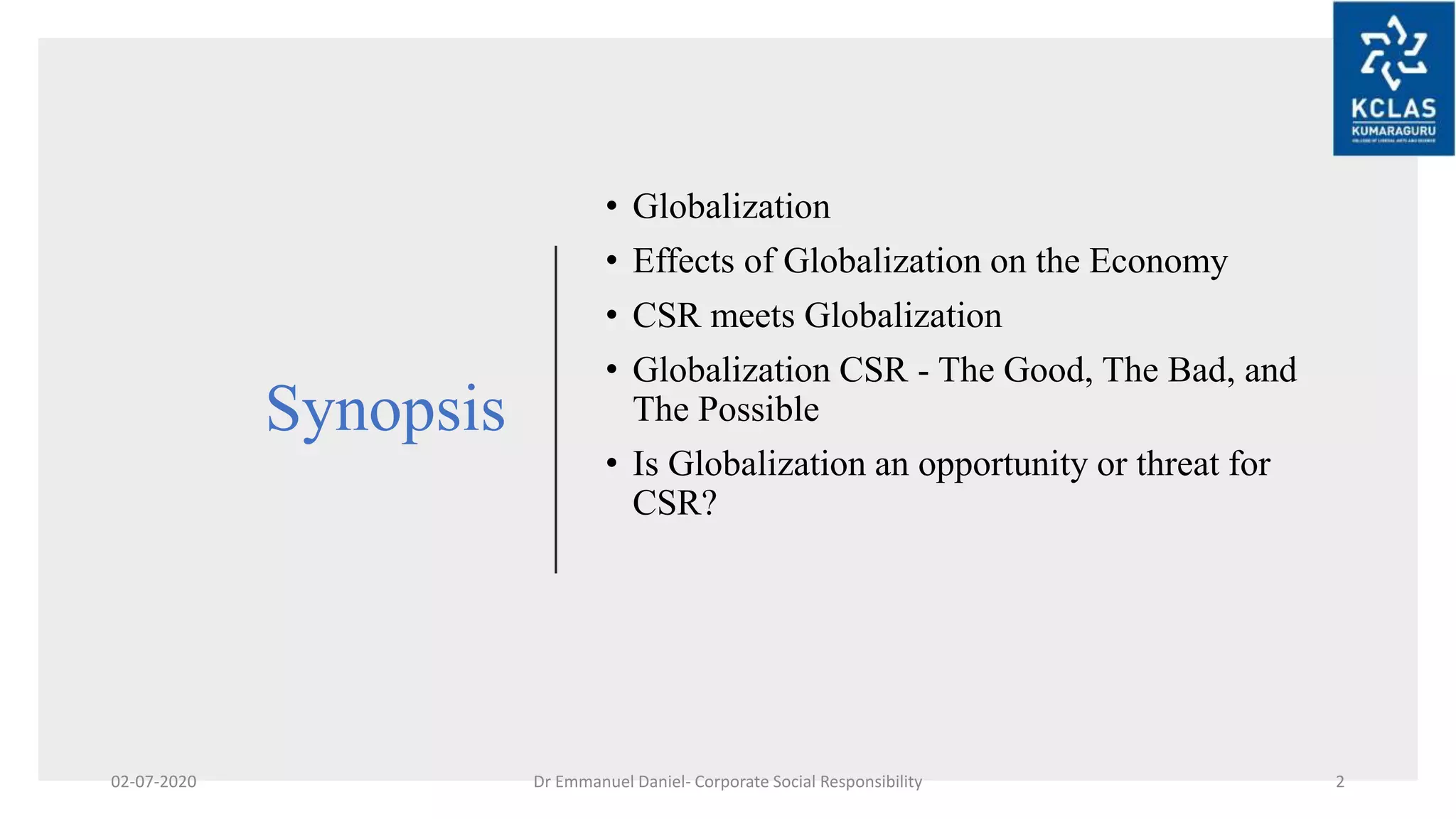 CSR meets Globalization | PPT