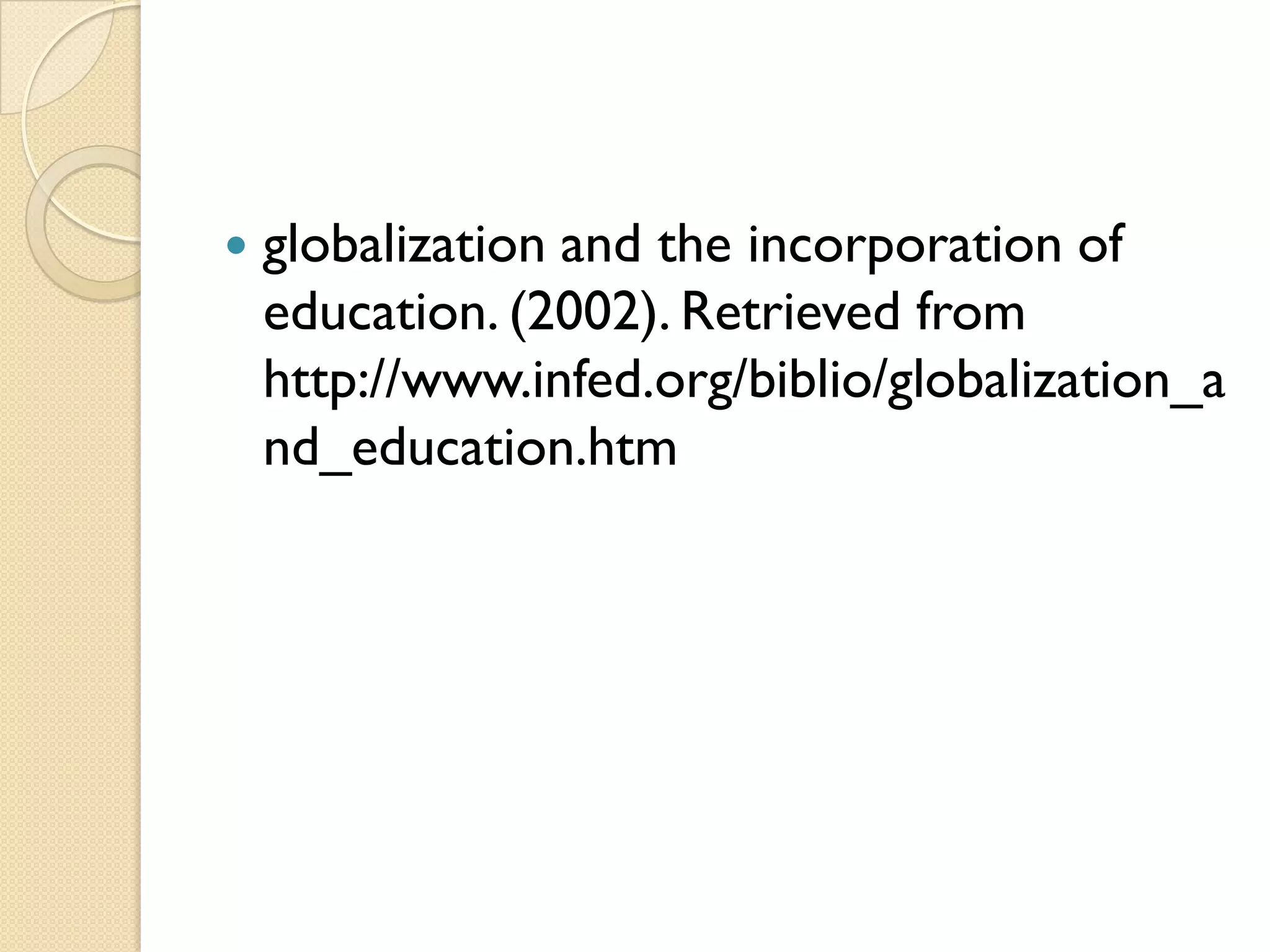 Globalization and education | PPTX | Education