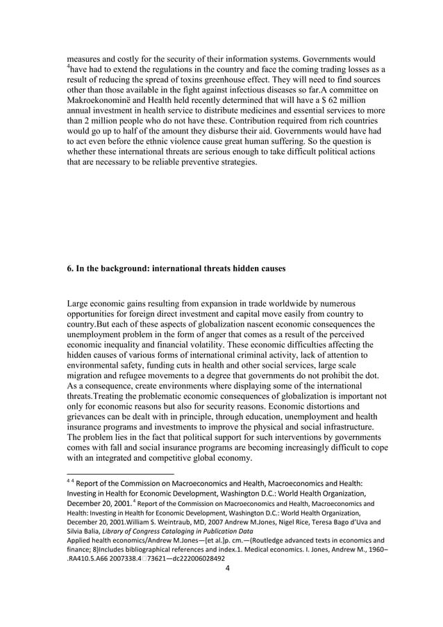 Globalization and global threats and pandemic threts 21 century | DOCX