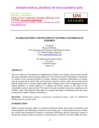 Globalization and its impact on indias petroleum exports | PDF