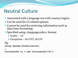 C#: Globalization and localization | PPTX